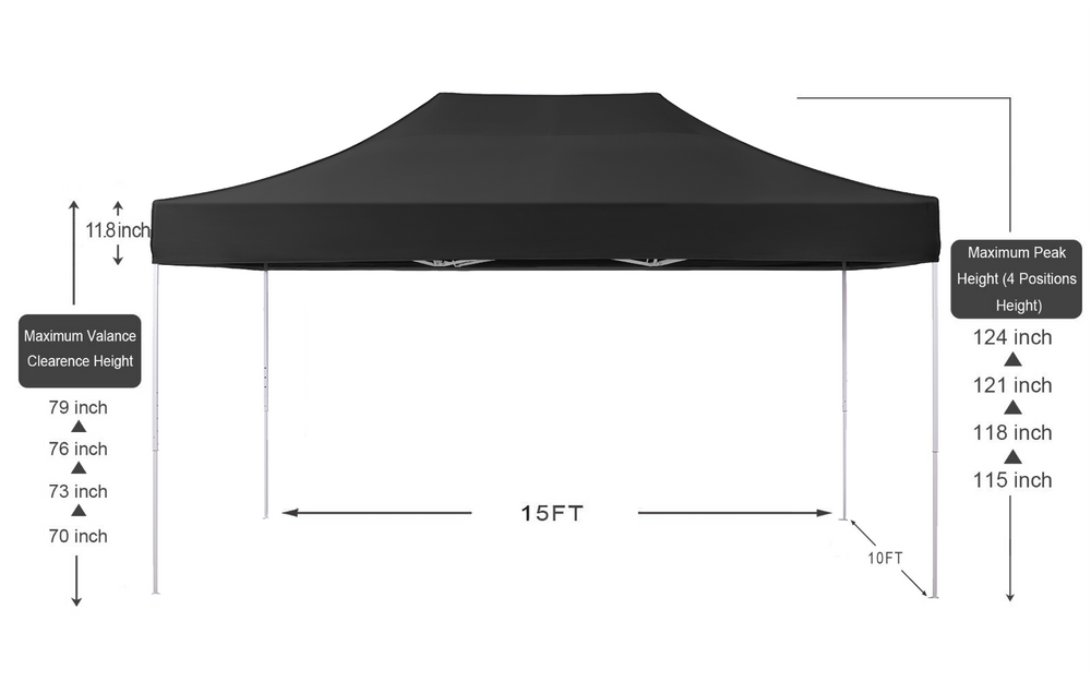 10x15 Pop Up Commercial Canopy Tent, Instant Portable Sun Shade Outdoor ...